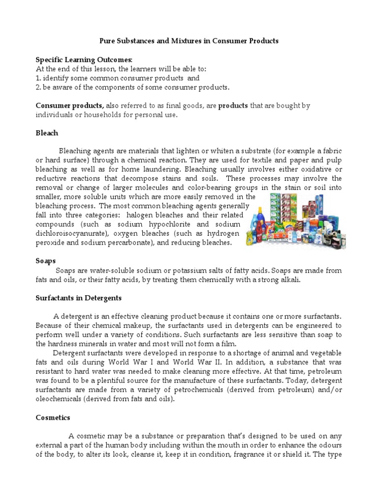 Pure Substances and Mixtures in Consumer Products | PDF