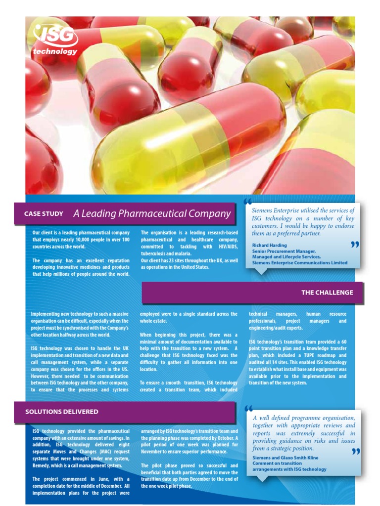 Case Study A Leading Pharmaceutical Company | Technology | Business ...