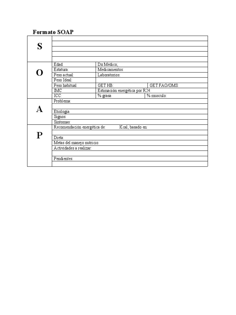 Formato SOAP CICS UMA | PDF | Salud y bienestar | Estilo de vida