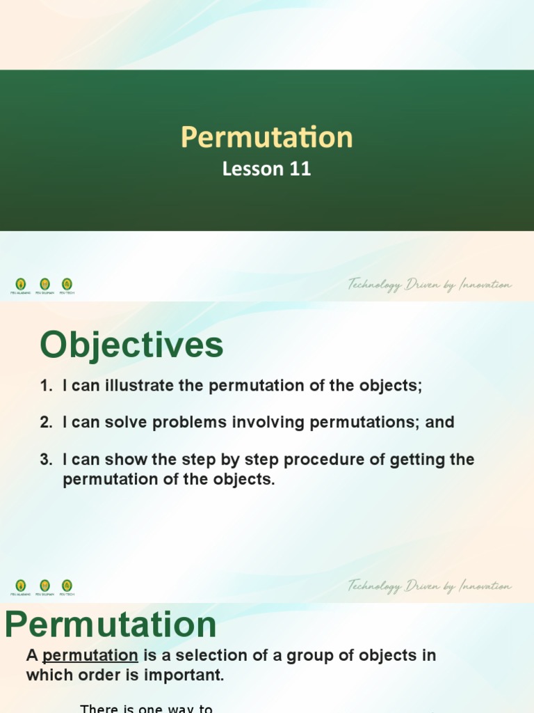 (M11 POWERPOINT) Permutation | PDF