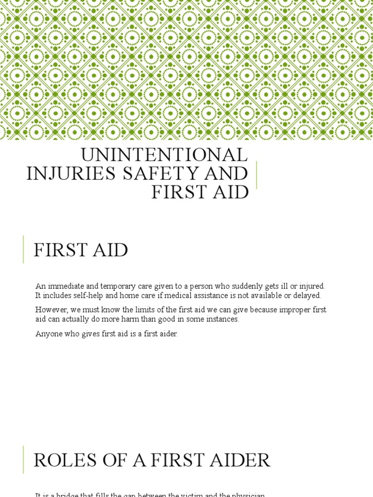 Unintentional Injuries Safety and First Aid | Download Free PDF | First ...