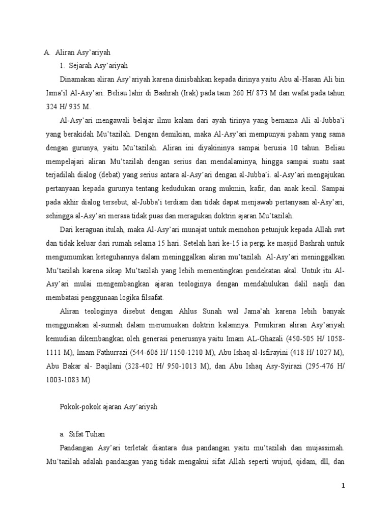 Aliran Asy'ariyah | PDF