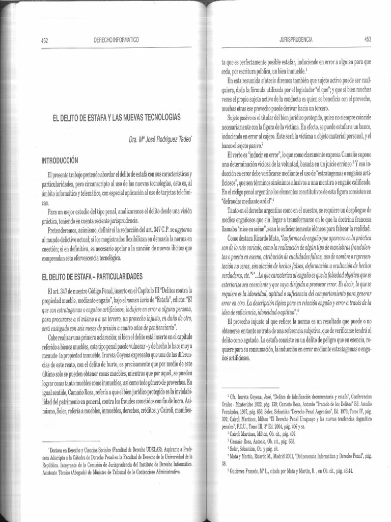 Delito De Estafa En Las Nuevas Tecnologias Pdf