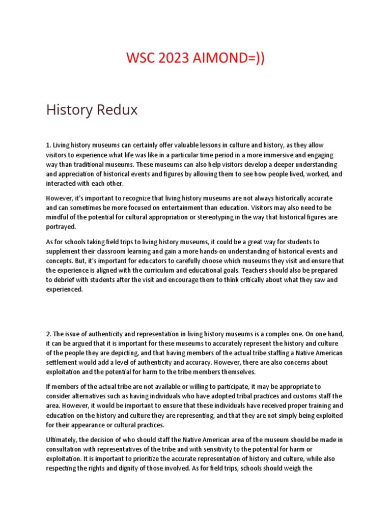 WSC 2023 History Redux | PDF WSC 2023 History Redux | PDF