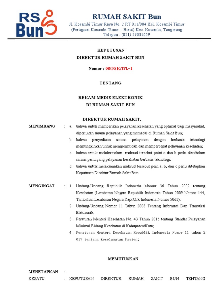 SK Rekam Medis Elektronik | PDF | Pengembangan Diri | Kesehatan Holistik