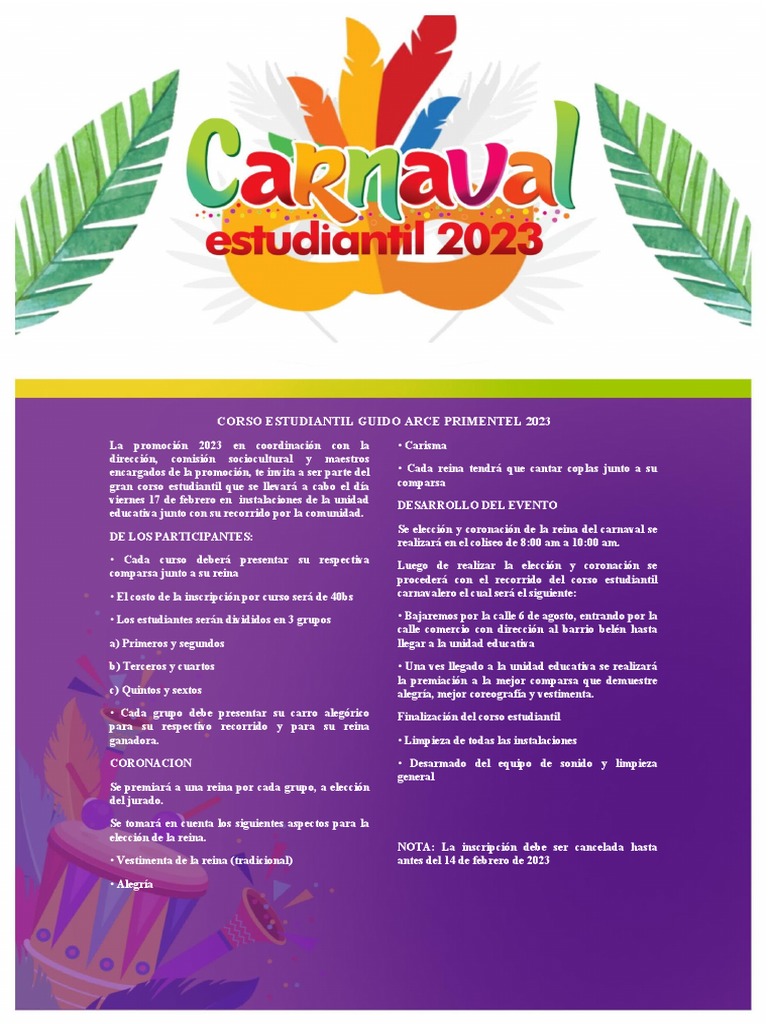Convocatoria Carnaval | PDF Convocatoria Carnaval | PDF