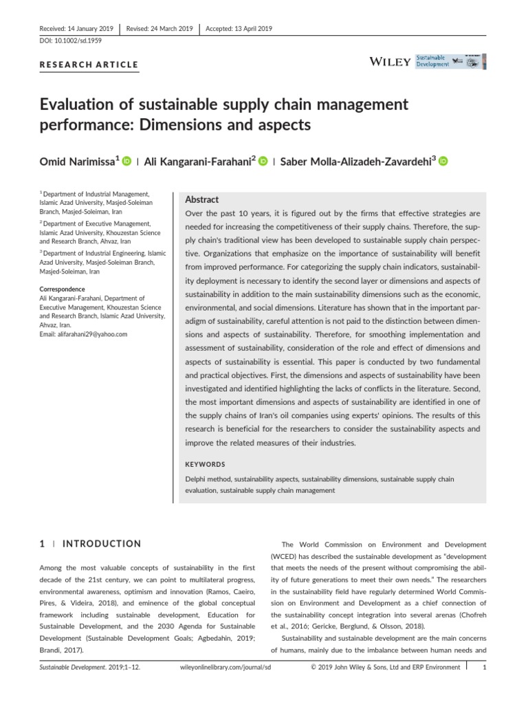 Evaluation of Sustainable Supply Chain M | PDF | Sustainability | Supply Chain
