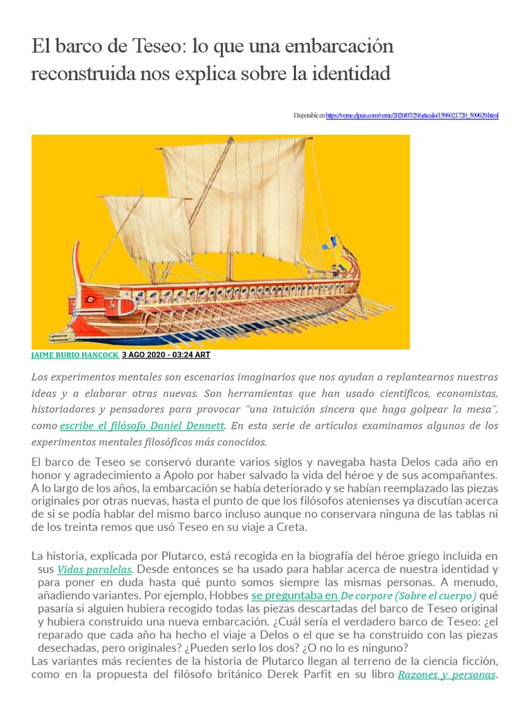 El Barco de Teseo PDF | PDF | Teorías filosóficas | Metafísica
