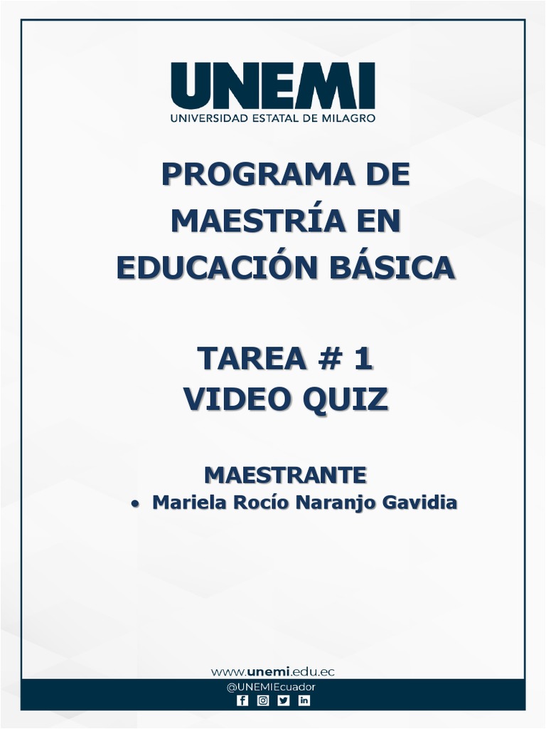 Actividad 1 - Tarea 2 Autonoma (VIDEO QUIZ) - Naranjo Mariela PDF | PDF