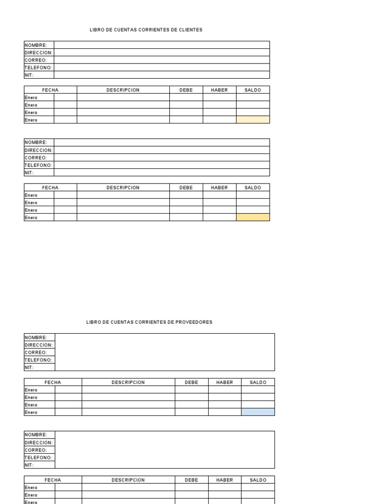 Hoja de Clientes y Proveedores | PDF