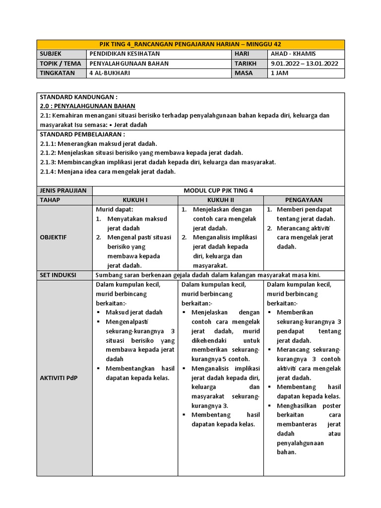 RPH - PJK - Ting 4 | PDF