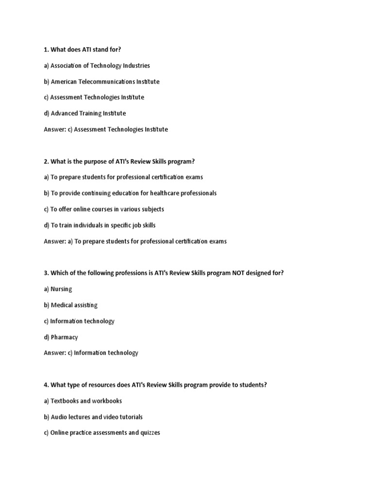 ATI MCQs | PDF | Professional Certification | Educational Technology