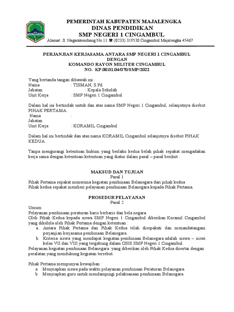 Mou Sekolah Dengan Koramil | PDF
