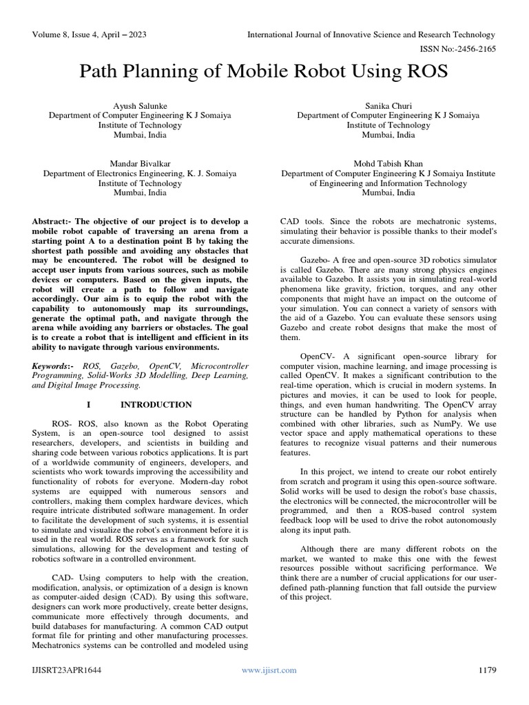 Path Planning of Mobile Robot Using ROS | PDF | Simulation | Robot