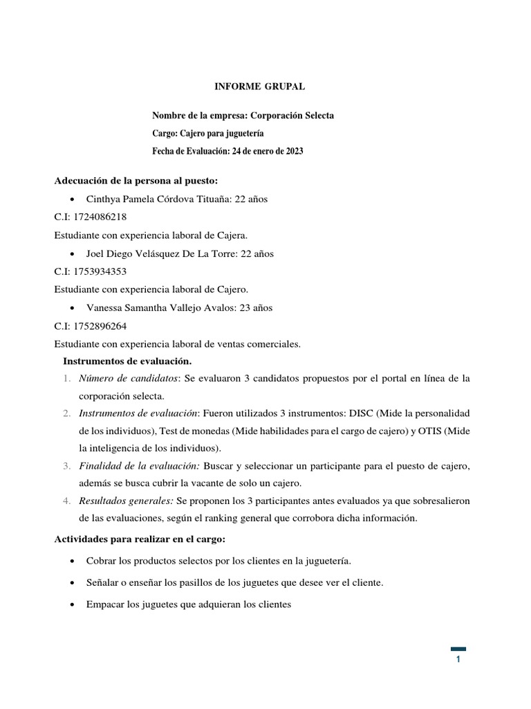 Informe Grupal | PDF | Cociente de inteligencia