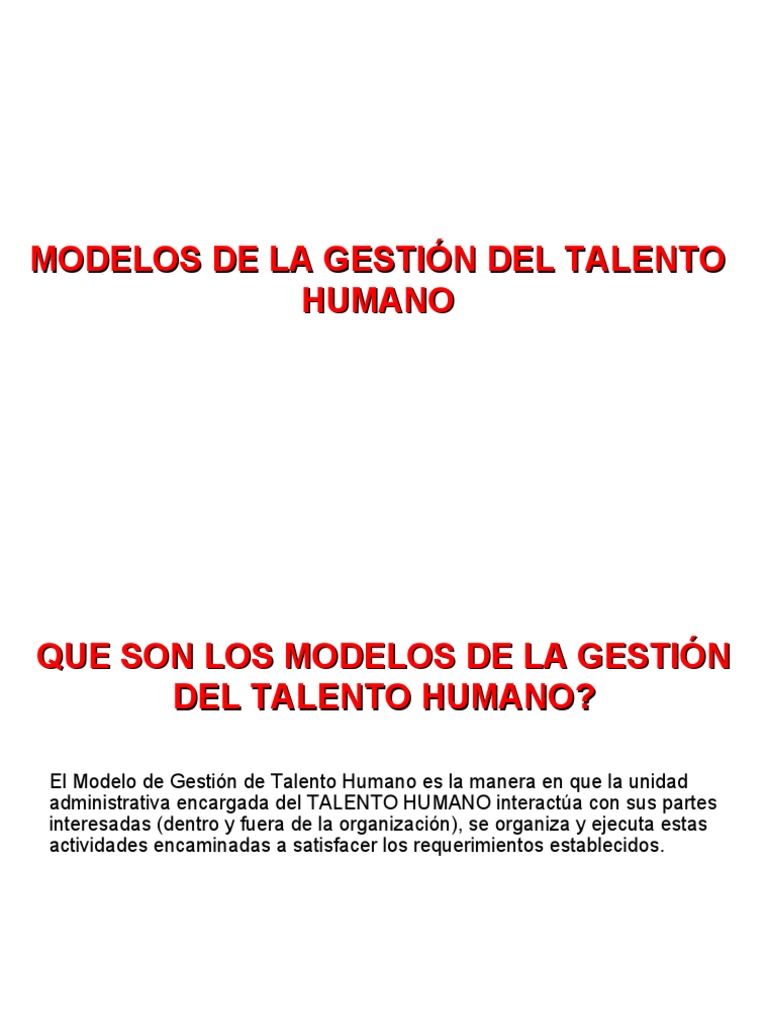 Unidad 1.3 Modelos de la GTH | PDF