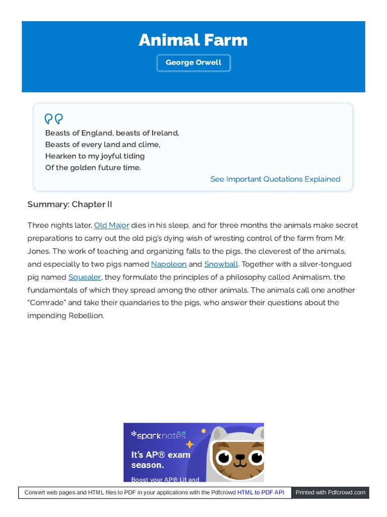 Animal Farm Chapter II Summary | PDF | Russian Revolution | Communism