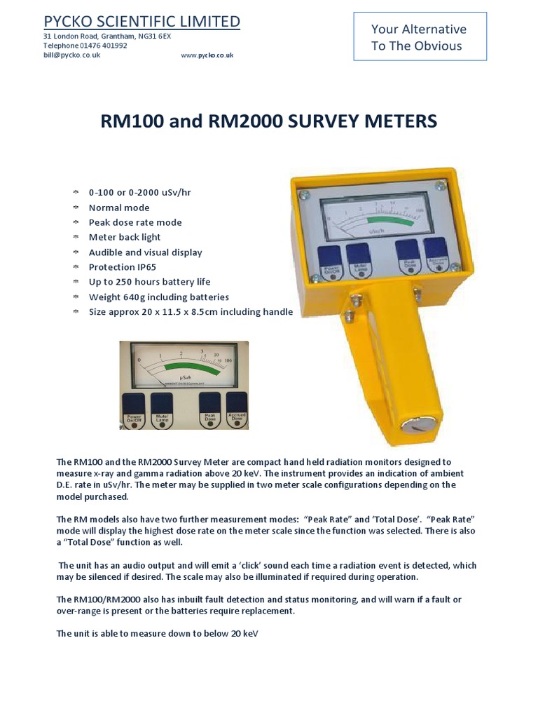 RM100-2000-ANALOGUE-SURVEY-METER-v2 | PDF | Physical Phenomena ...