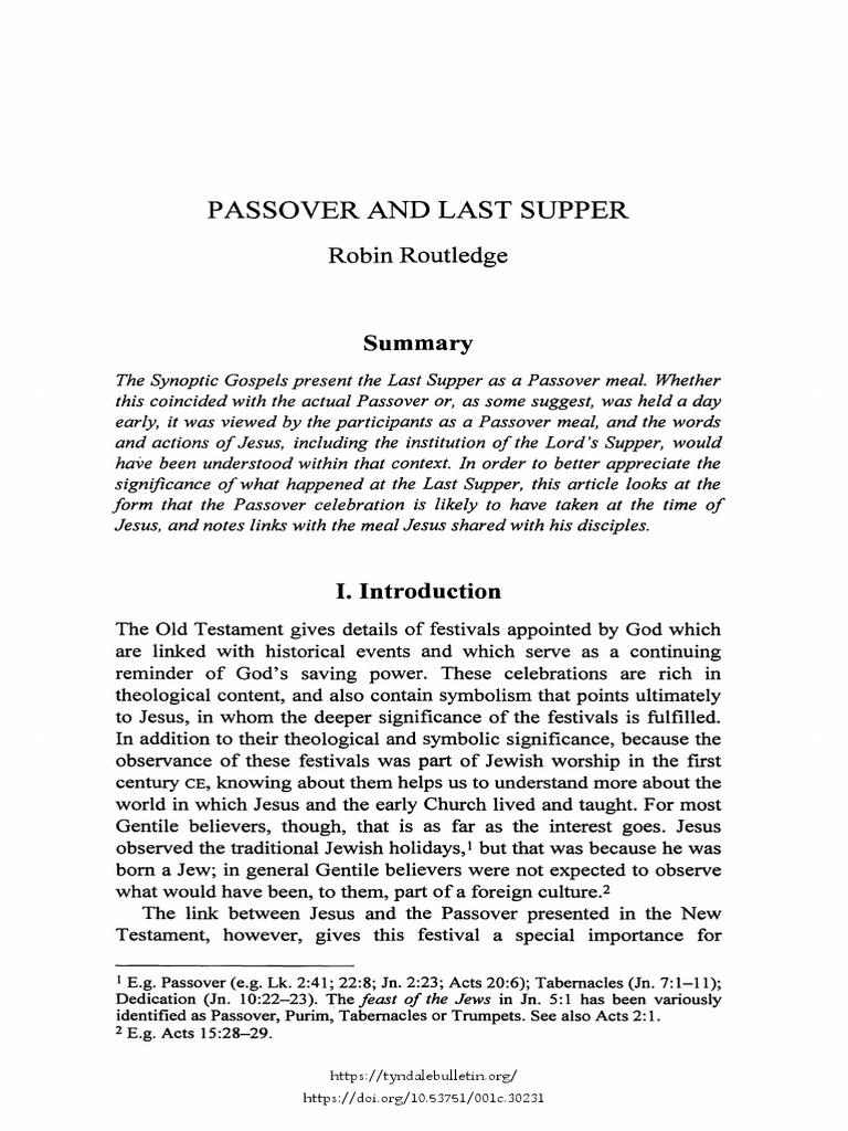 Passover and Last Supper PDF | Download Free PDF | Passover | Last Supper