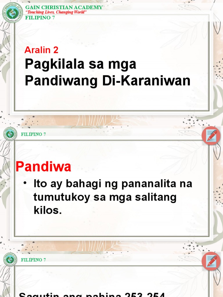 Fil 7 42.1 Pagkilala Sa Mga Pandiwang Di-Karaniwan | PDF