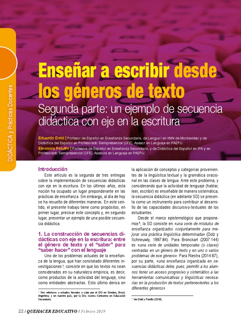 Enseñar A Escribir Desde Los Géneros Textuales | PDF | Palabra ...