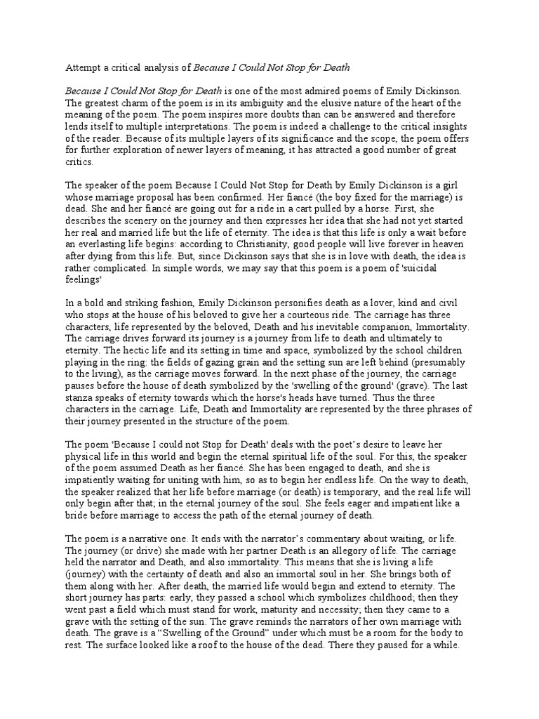 Because I Could Not Stop For Death | PDF | Death