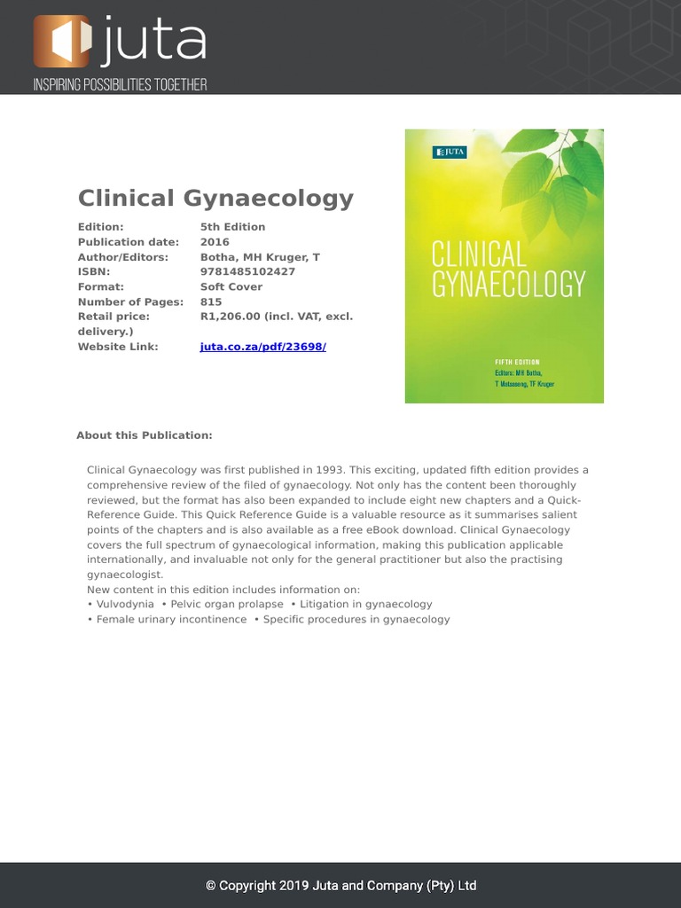 Clinical Gynaecology: Juta - Co.za/pdf/23698 | PDF | Gynaecology | Uterus