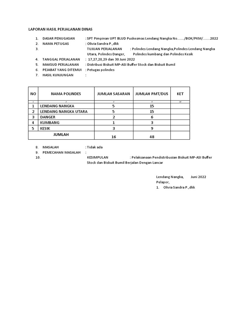 Laporan Hasil Perjalanan Dinas Buffer Stok | PDF