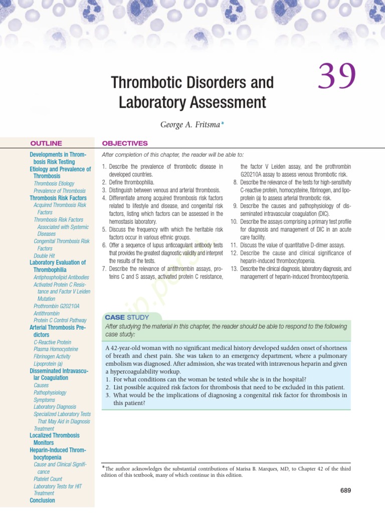 Rodaks Hema 2 Lec Chapter 39&40 | PDF | Thrombosis | Coagulation