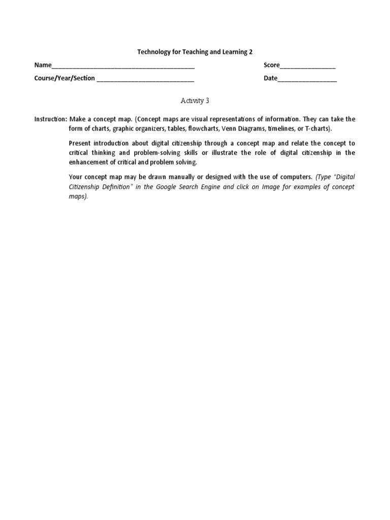 Digital Citizenship Concept Map Activity | PDF | Art