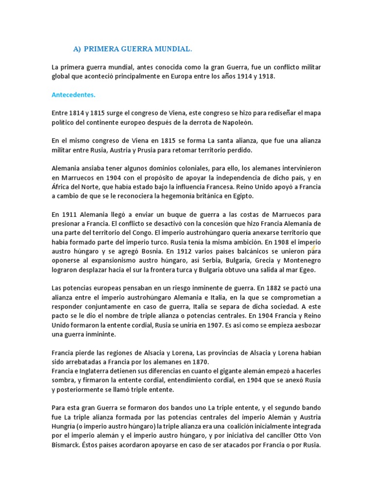 Primera Guerra Mundial PDF | PDF | Primera Guerra Mundial | Austria Hungría