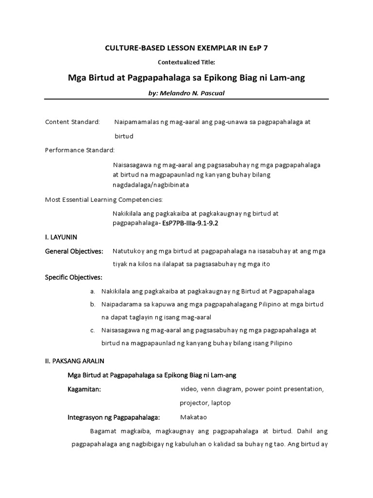 Sample Contextualized Lesson Plan | PDF