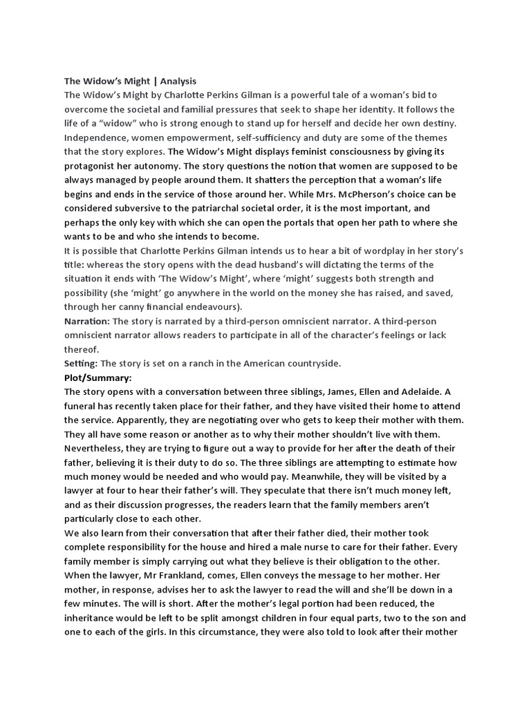 The Widows Might Pdf Narration Charlotte Perkins Gilman