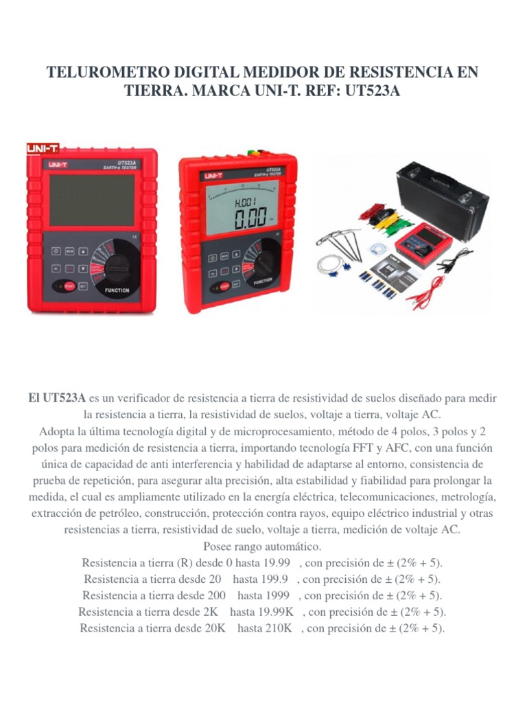 Telurómetro Digital UT523A: Manual y Especificaciones | PDF | Tecnología