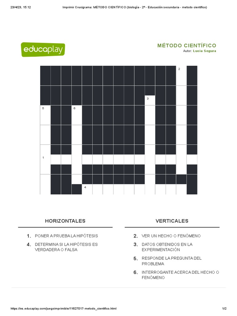 Crucigrama Metodo Cientifico | PDF | Método científico | Ciencia cognitiva