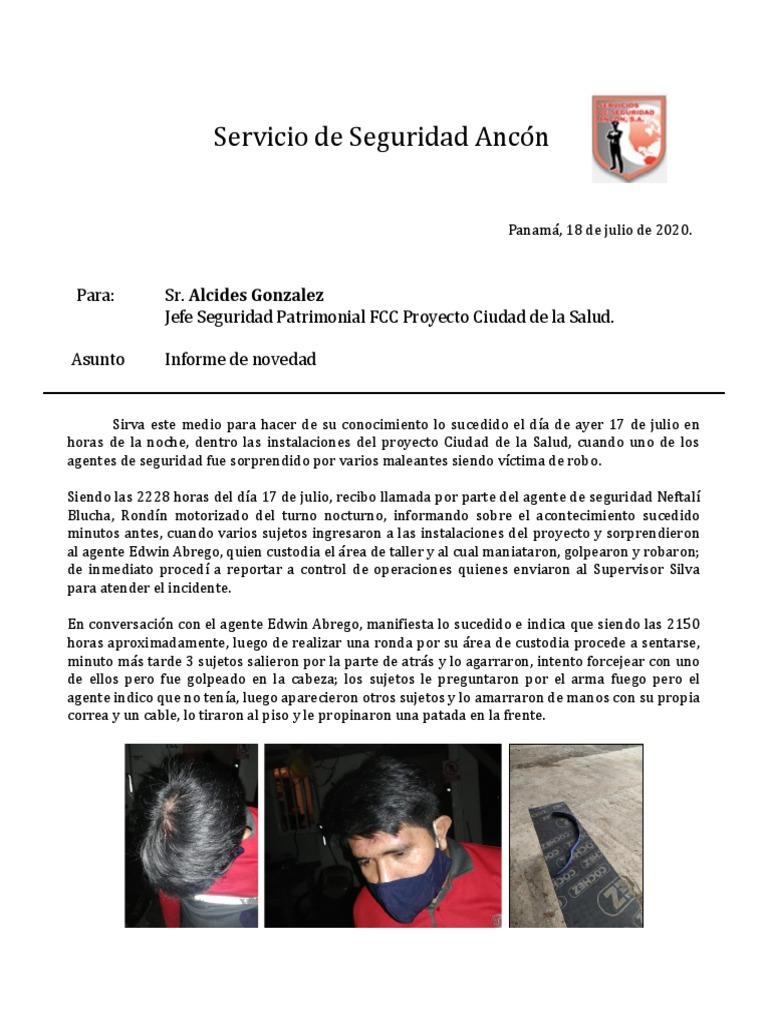 Informe de Novedad 2 | PDF Informe de Novedad 2 | PDF