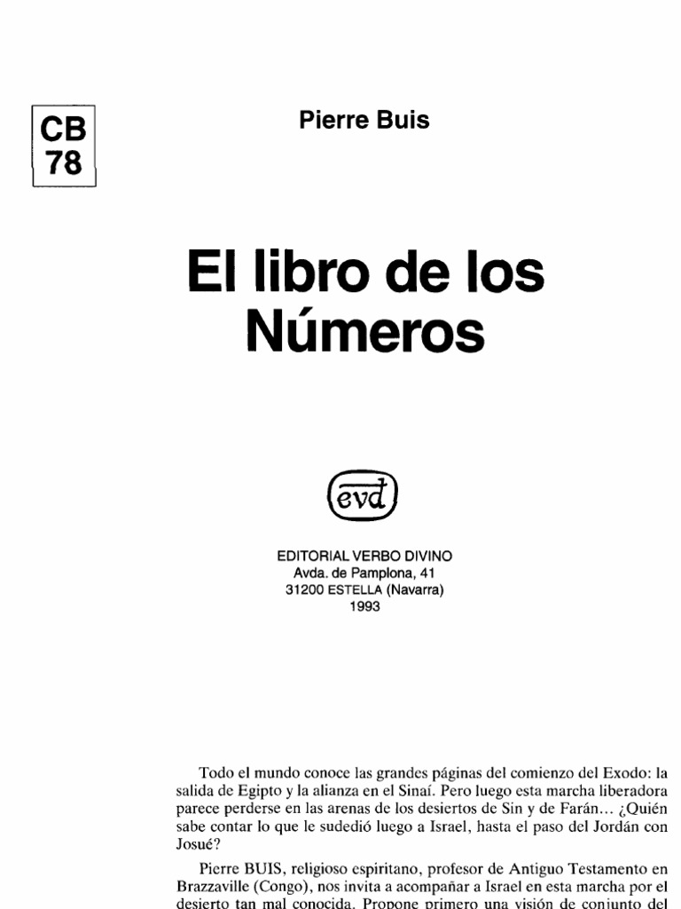 078 El Libro de Los Numeros, Pierre Buis | PDF | Moisés | Libro de números