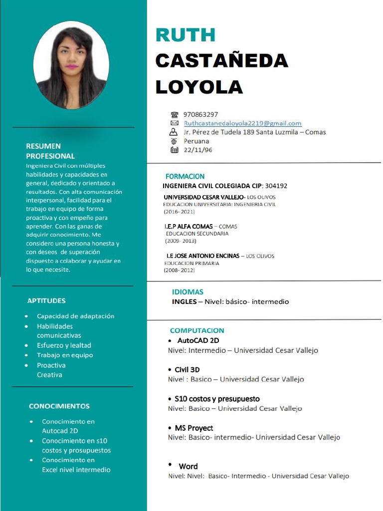 CV Castañeda Loyola Ruth | PDF | Ingeniería
