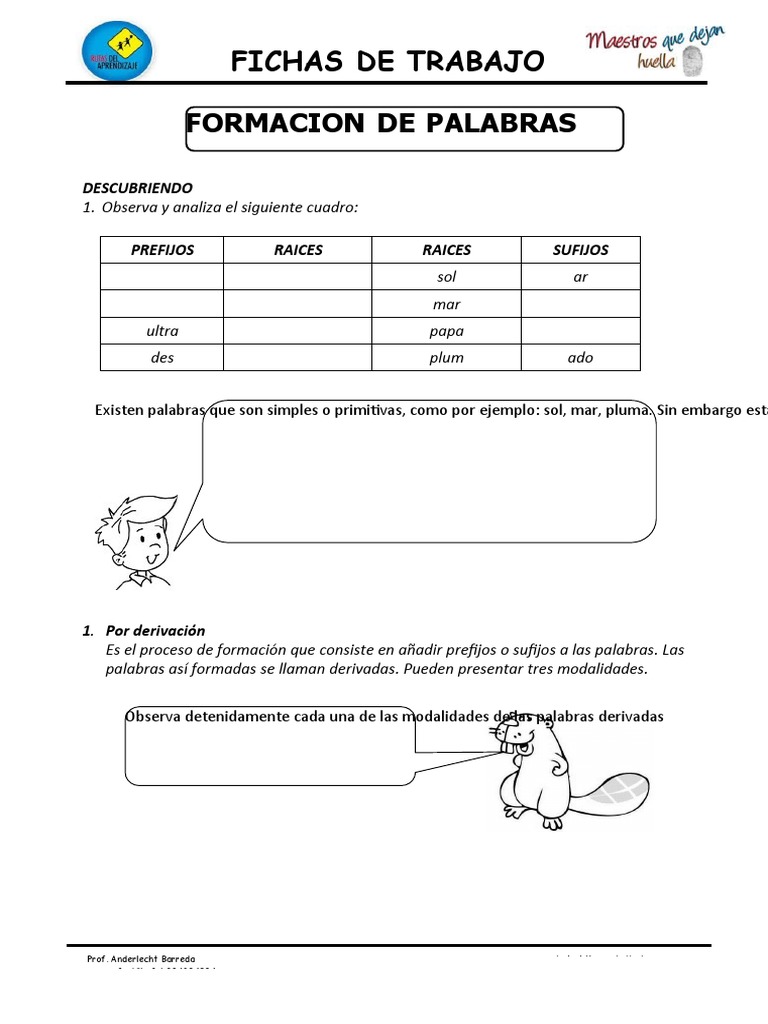 Formacion De Palabras Pdf