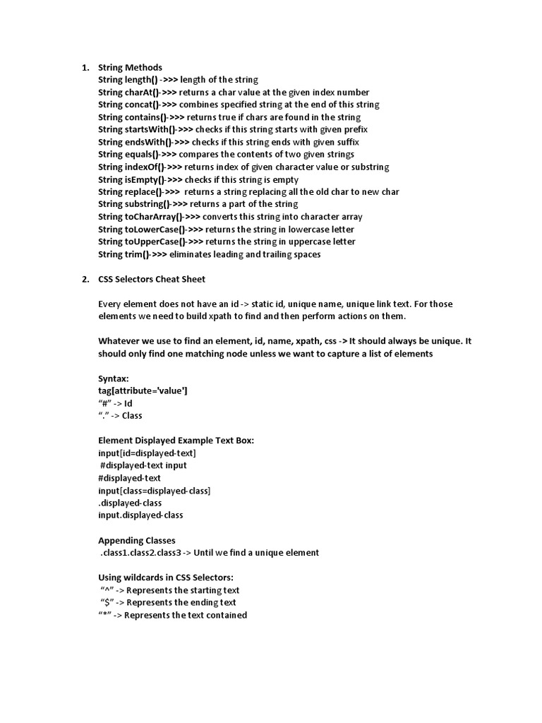 Selenium My Notes | PDF | X Path | String (Computer Science) Selenium My Notes | PDF | X Path | String (Computer Science)