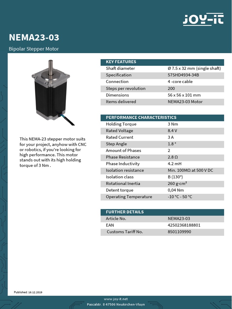 Datasheet NEMA23-03 | PDF