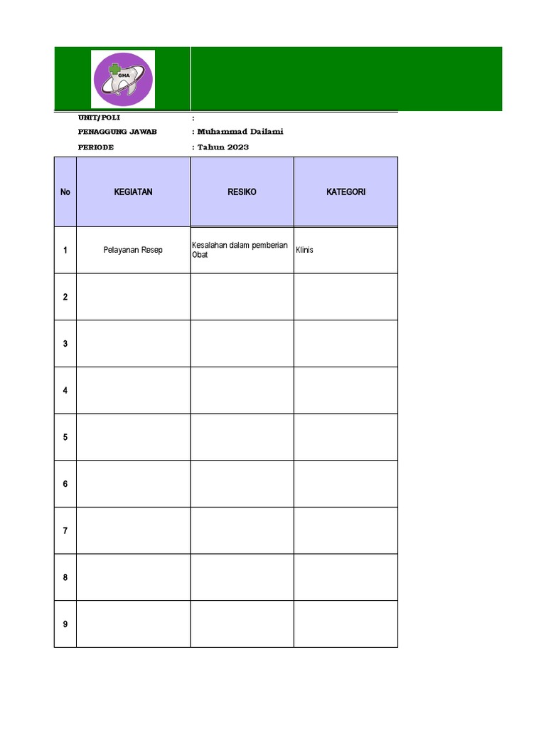 Form Risk Register BM | PDF