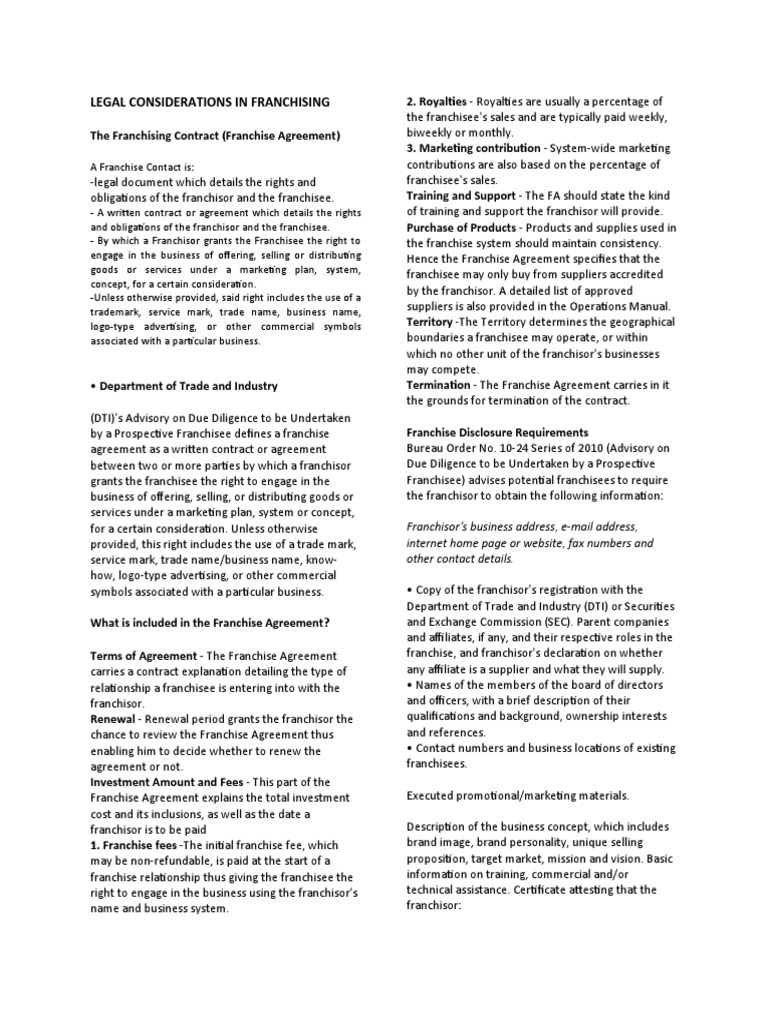 Group 2 LEGAL ASPECTS OF FRANCHISING | PDF | Franchising | Employment