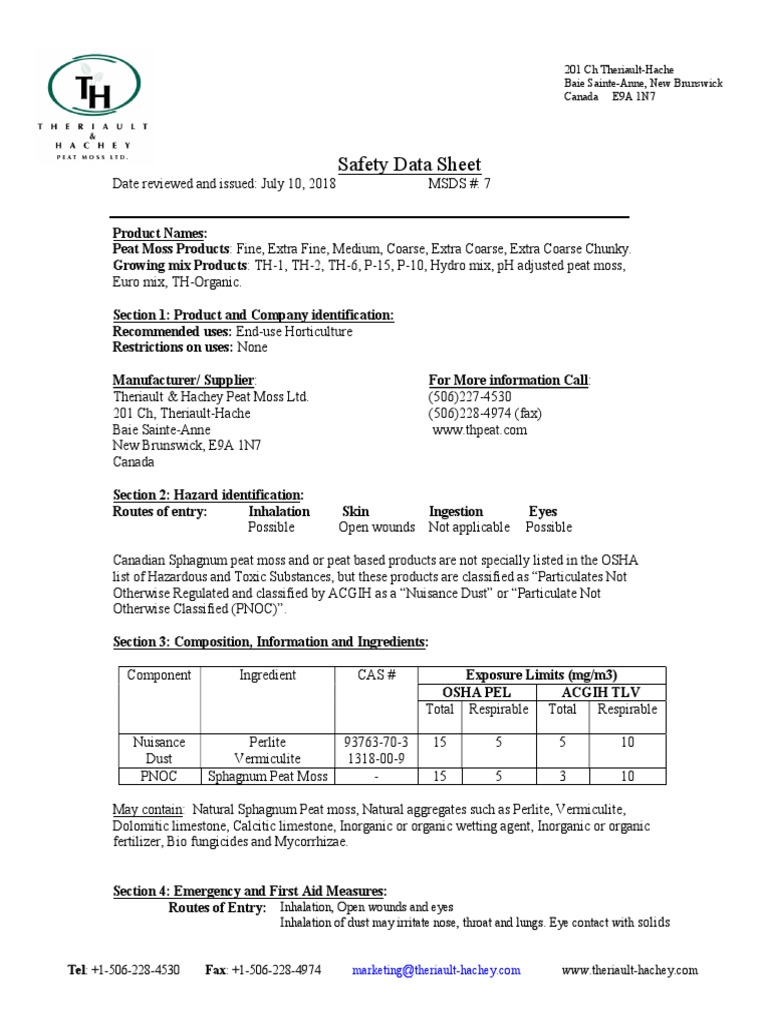 SDS Peat Moss and Growing Mix | PDF