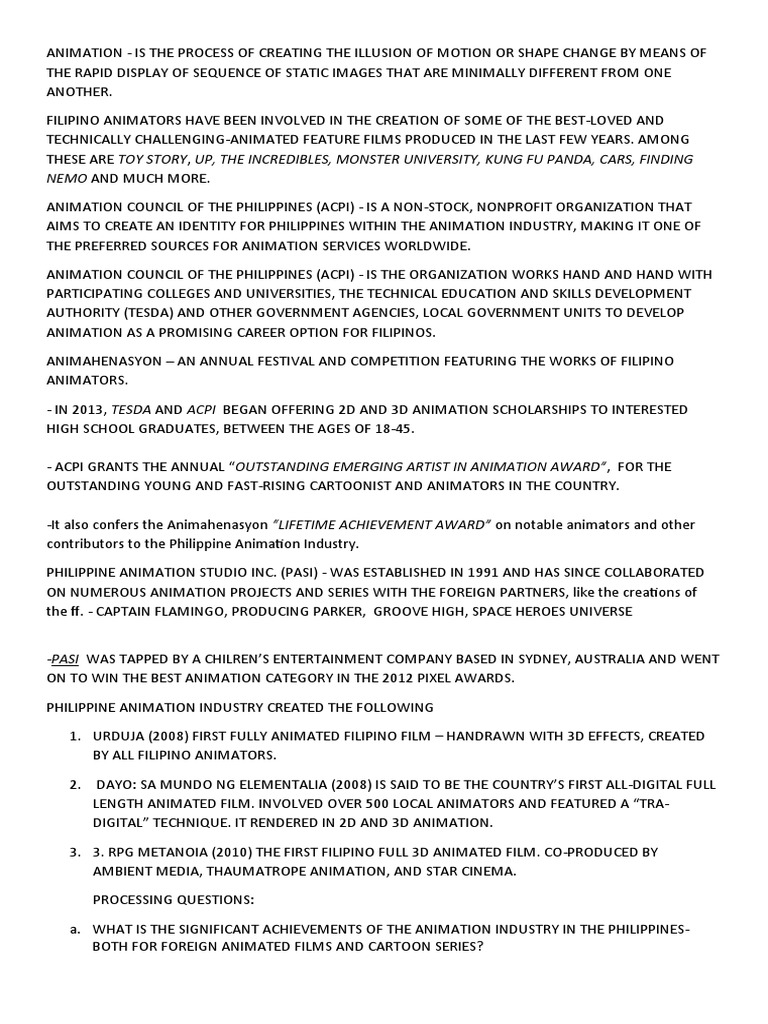 ANIMATION | PDF | Animation | Entertainment