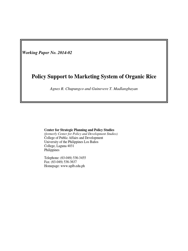 Enhancing Organic Rice Marketing Policy | PDF | Rice | Organic Foods