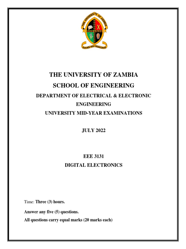 UNZA Digital Electronics Exam 2022 | PDF | Logic Gate | Computer Architecture