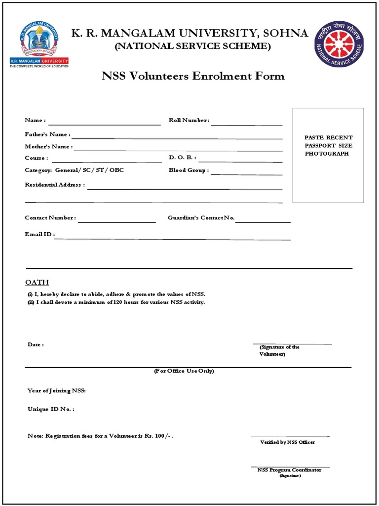 NSS enrollment & undertaking form.pdf | PDF