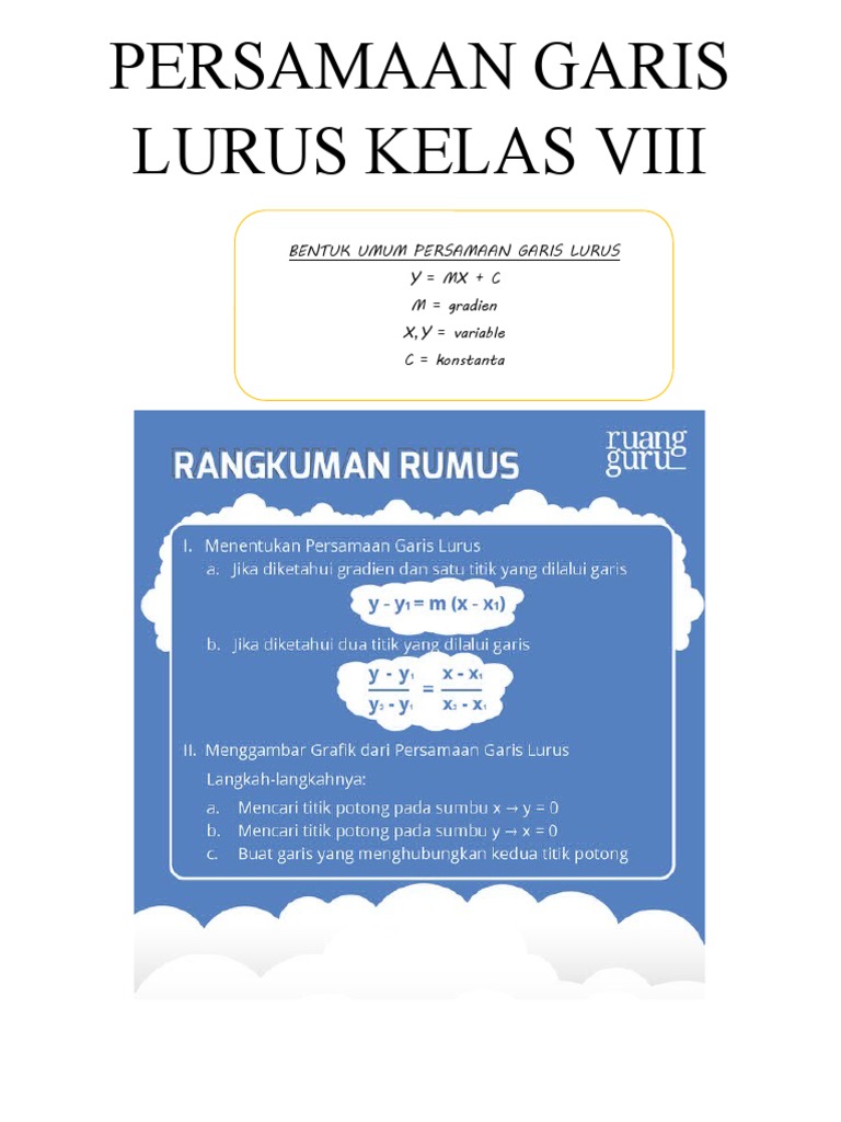 Persamaan Garis Lurus Kelas Viii | PDF