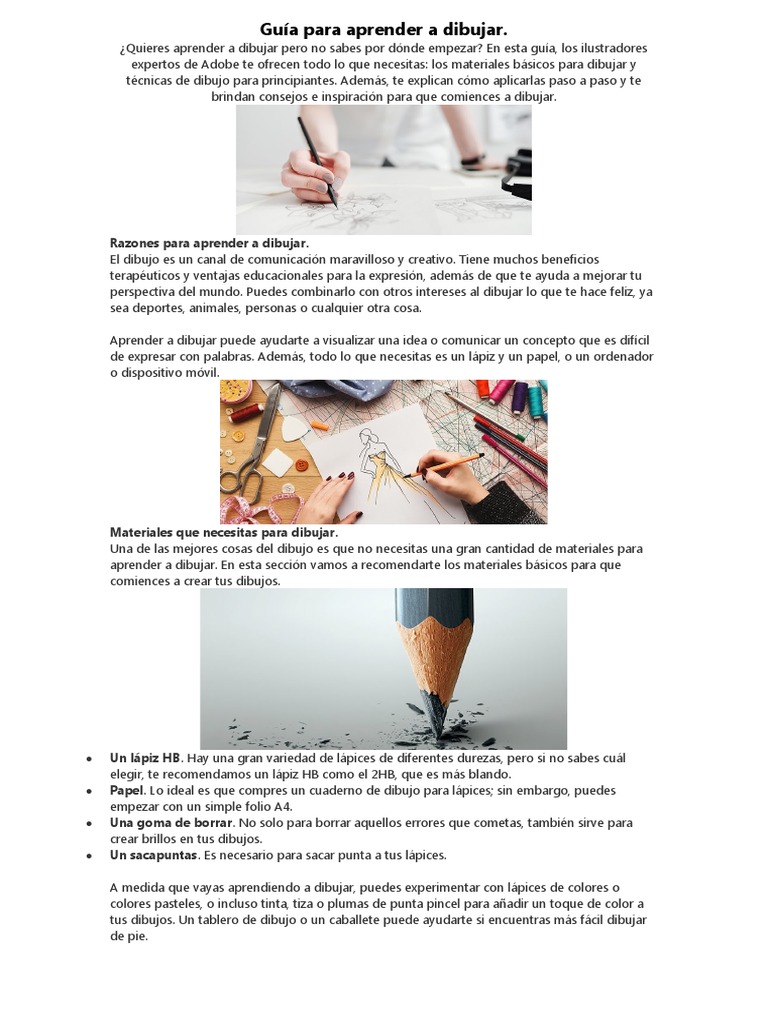 Aprende a Dibujar: Guía Completa | PDF | Dibujo | Lápiz